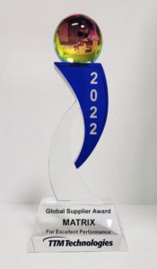 TTM Technologies Awards Matrix Electronics 2022 Global Supplier Award ...
